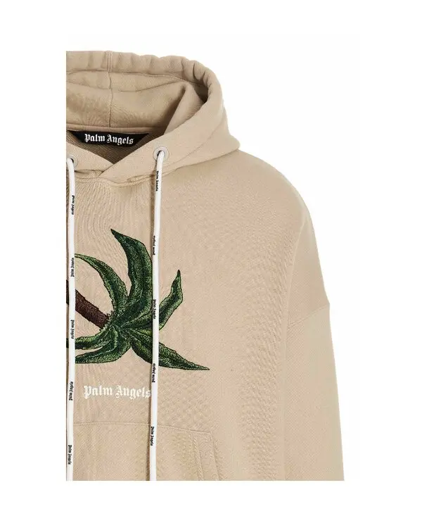 Palm Angels Palm Embroidered Drawstring Hoodie - Nude