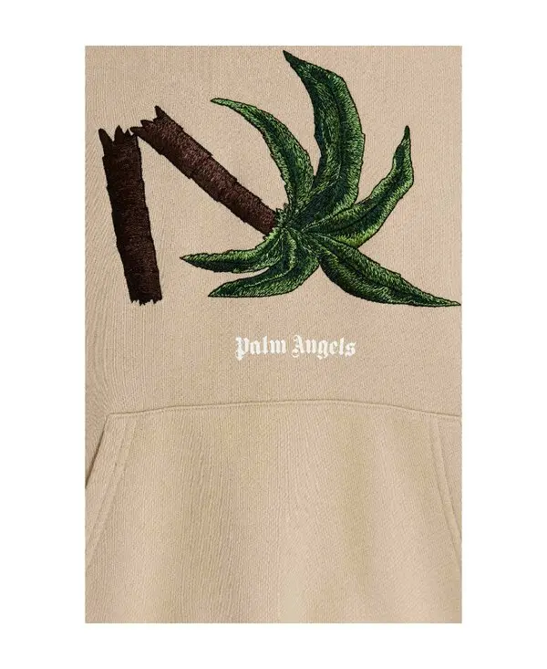 Palm Angels Palm Embroidered Drawstring Hoodie - Nude
