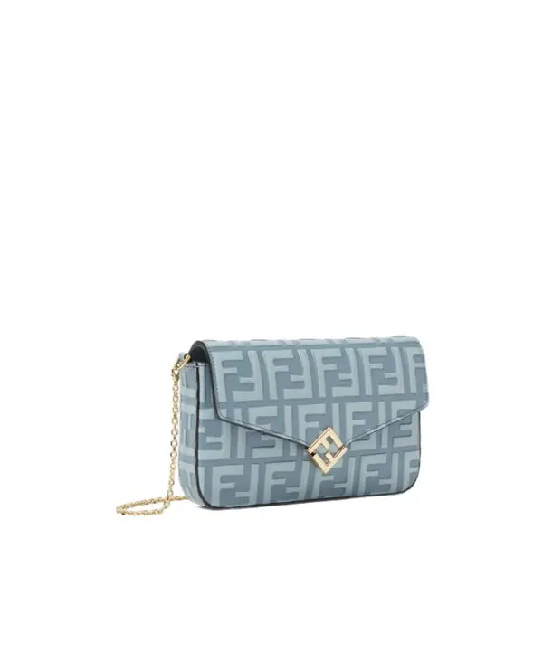 Fendi Monogram Chain Wallet - Blue
