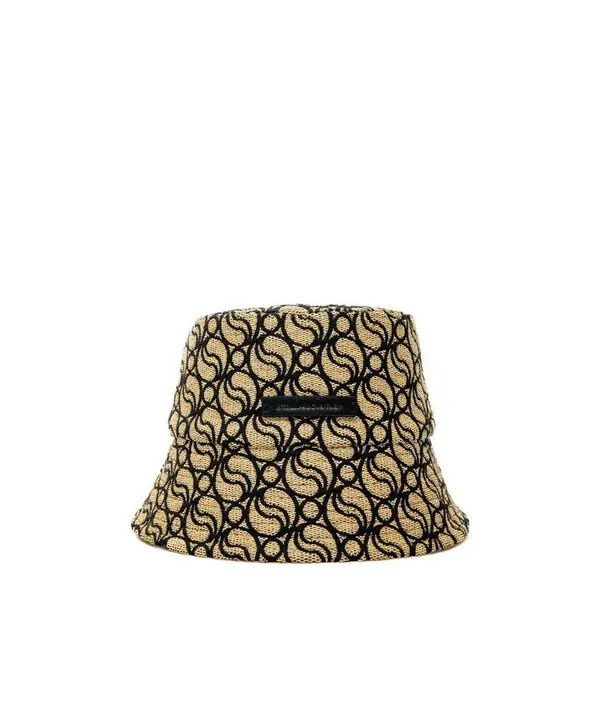 Stella McCartney S Wave Woven Straw Bucket Hat - Black