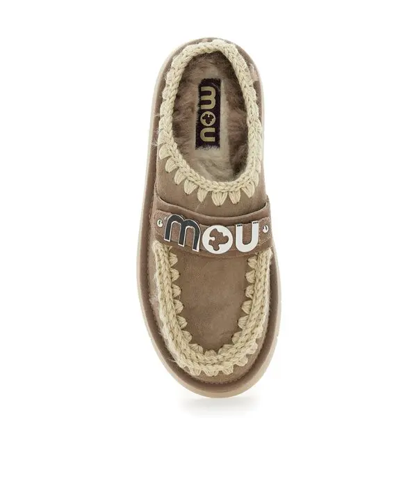 Mou Round Toe Slip-on Mules - Grey