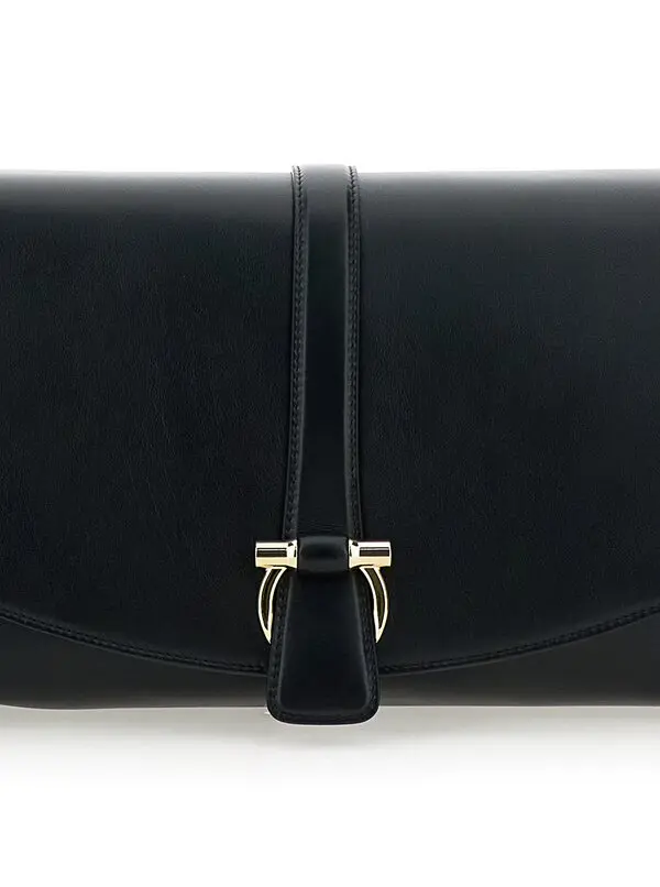 FERRAGAMO Logo Buckle Shoulder Bag - Black