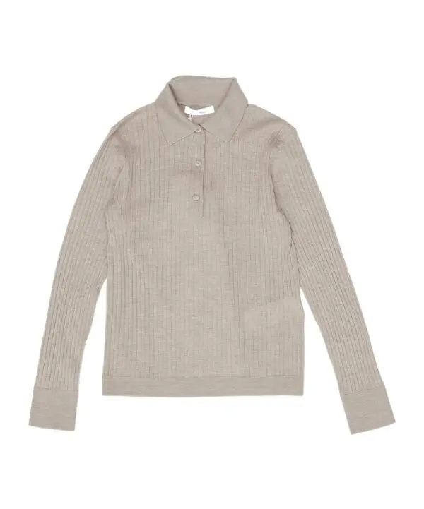 Max Mara Ribbed Knit Polo Shirt - Nude