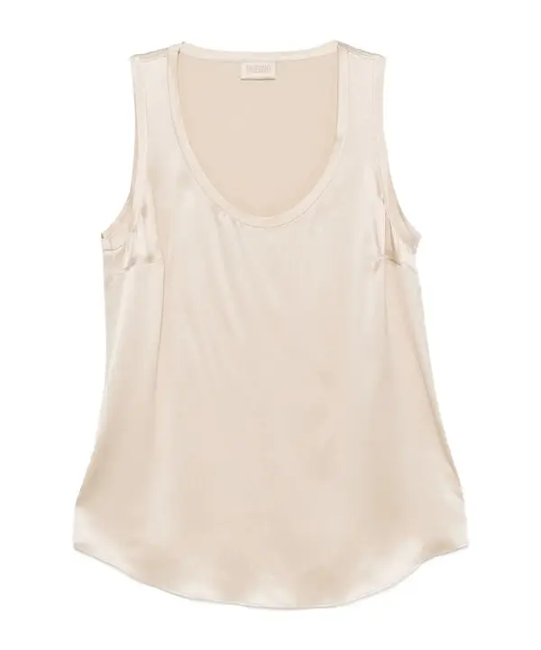 Brunello Cucinelli Sleeveless Scoop Neck Top - Beige