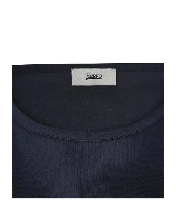 Herno Round Neck Short Sleeve T-shirt With Side Press-stud Detailing - Blue