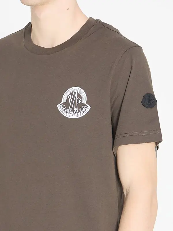Moncler Logo Printed Crewneck T-shirt - Gray
