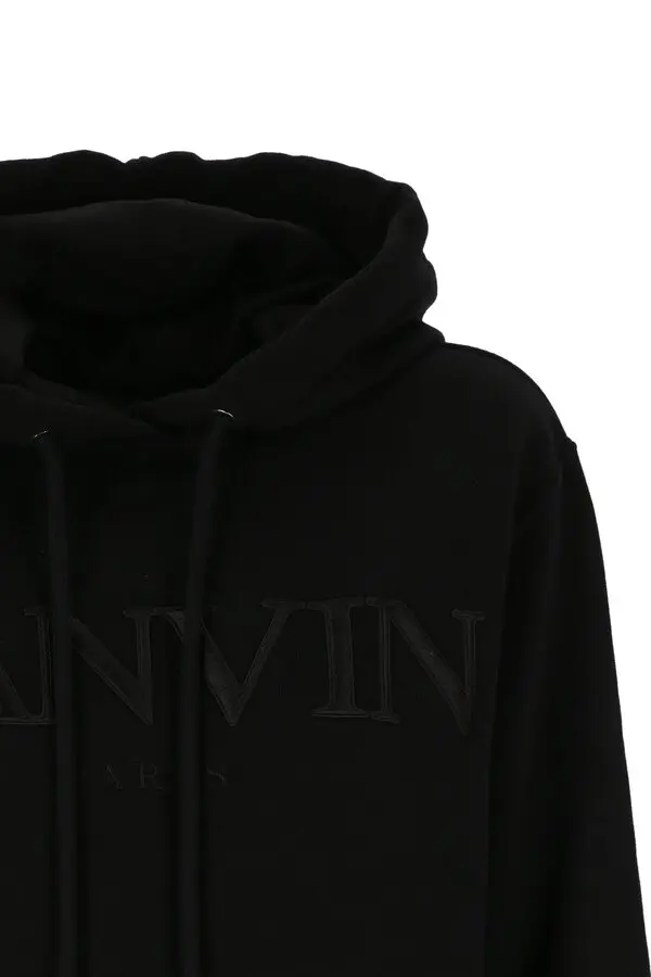 LANVIN Logo-embossed Drawstring Hoodie - Black