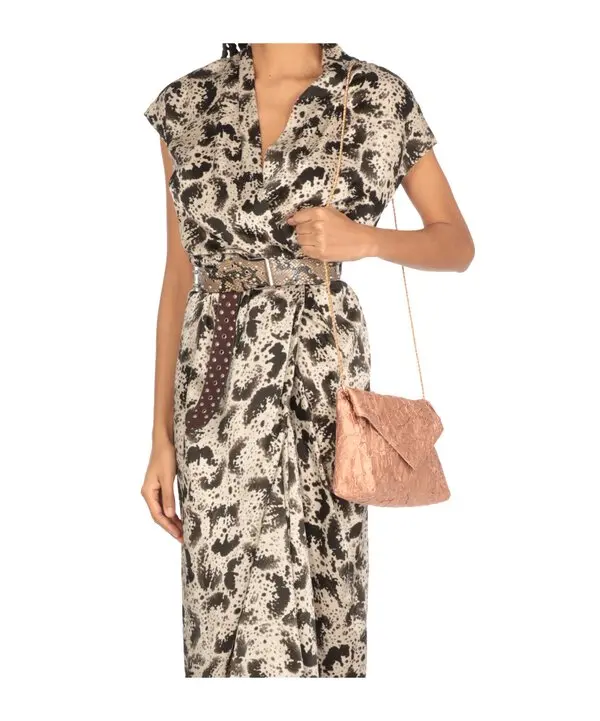 Dries Van Noten Chain Linked Ruched Shoulder Bag - Pink