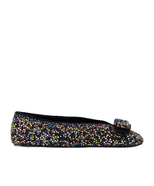 FERRAGAMO Embellished Vara Bow Ballet Flats - Multi-color