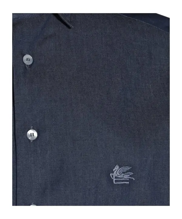 Etro Logo Embroidered Curved Hem Shirt