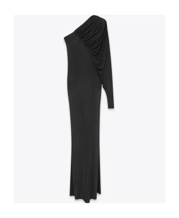 Saint Laurent Draped One-sleeved Maxi Dress