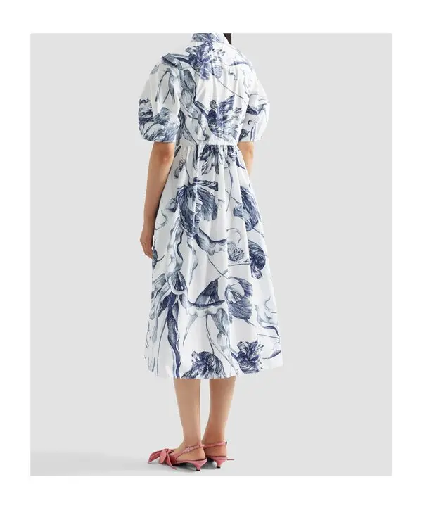Erdem Floral Print Short Sleeve Shirt Dress