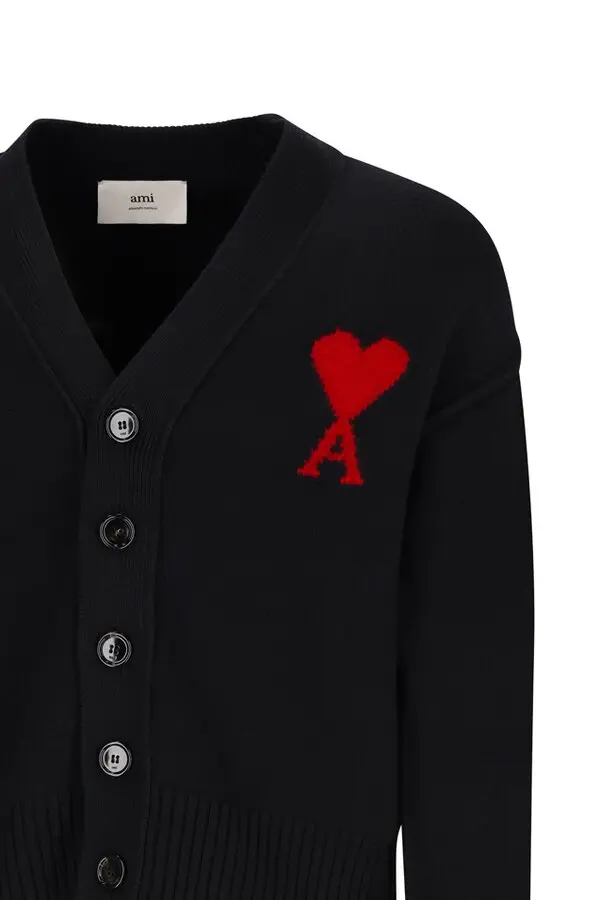 AMI Paris De Coeur V-neck Cardigan