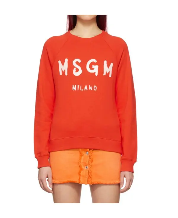 MSGM Round Neck Logo Sweatshirt - Red