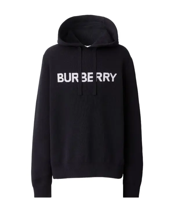 Burberry Logo Intarsia Ribbed Trim Hoodie