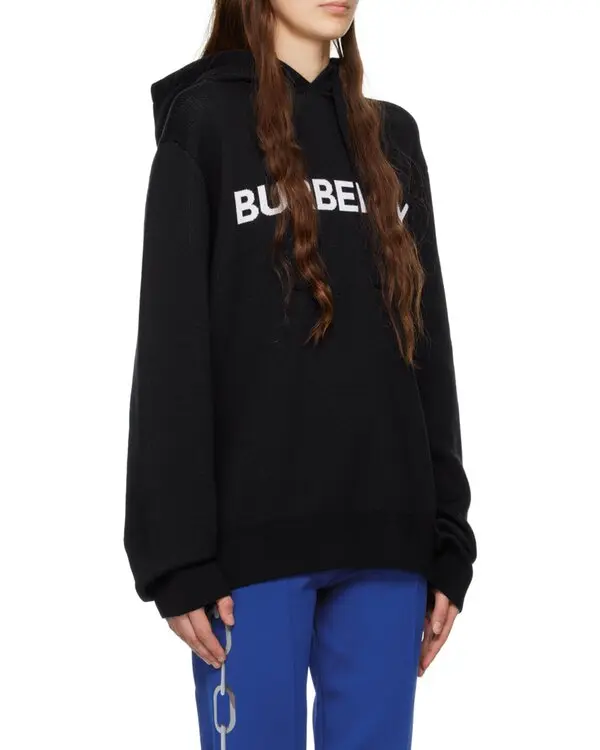 Burberry Logo Intarsia Ribbed Trim Hoodie