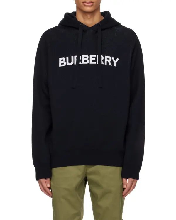 Burberry Logo Intarsia Ribbed Trim Hoodie