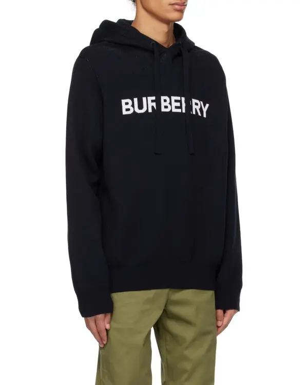 Burberry Logo Intarsia Ribbed Trim Hoodie