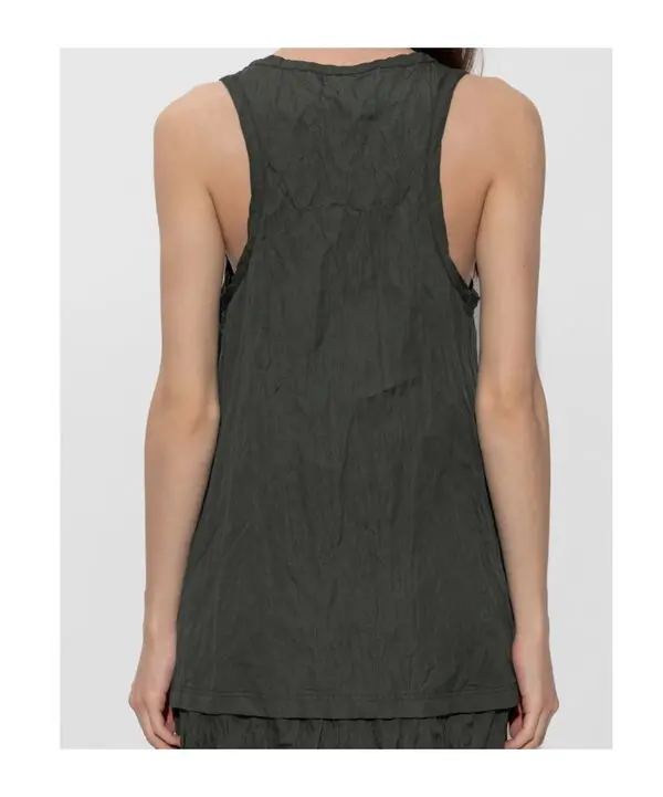 TOTEME Sleeveless Crinkled Tank Top - Black