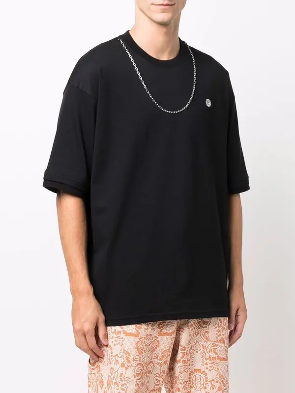 AMBUSH Chain Collar Detailed Crewneck T-shirt - Black