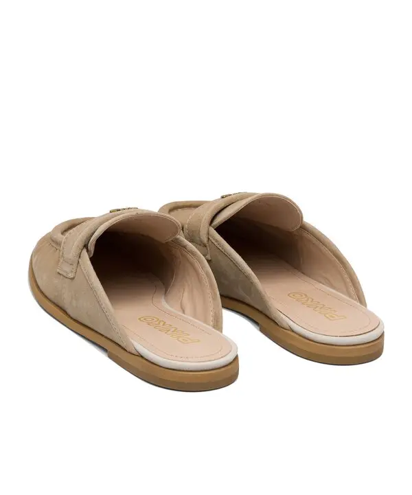Pinko Logo Plaque Slip-on Slippers - Beige