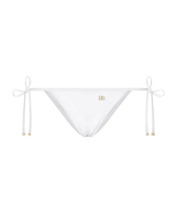 Dolce & Gabbana Logo Plaque Side-tie Bikini Bottom - White