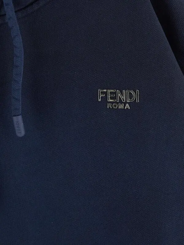 Fendi Logo Lettering Drawstring Hoodie