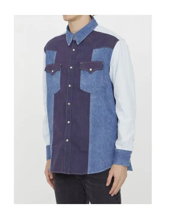 Celine Western Shirt In Showdown Wash Denim
