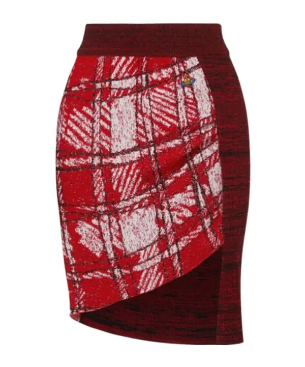 VIVIENNE WESTWOOD Scribble Check Skirt - Red