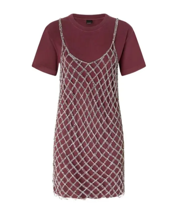 Pinko Sequin Embellished T-shirt Dress - Red