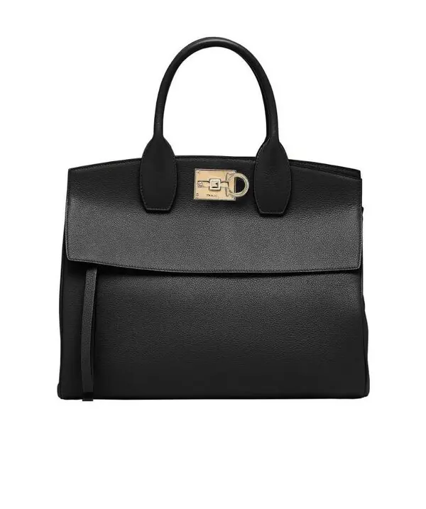 FERRAGAMO Gancini Buckle Handbag - Black