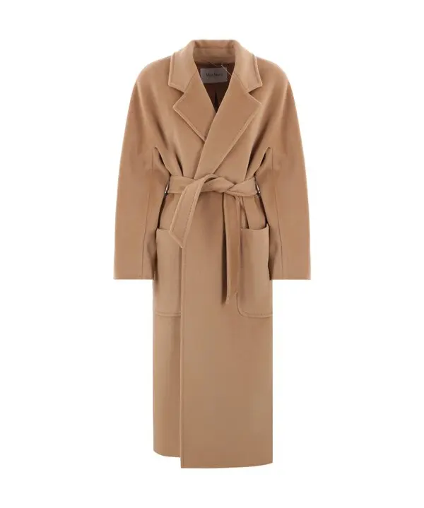 Max Mara Belted Long-sleeved Coat - Camel