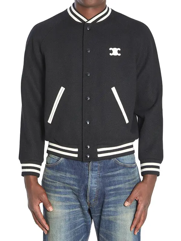 Celine Embroidered Logo Casual Jacket - Black