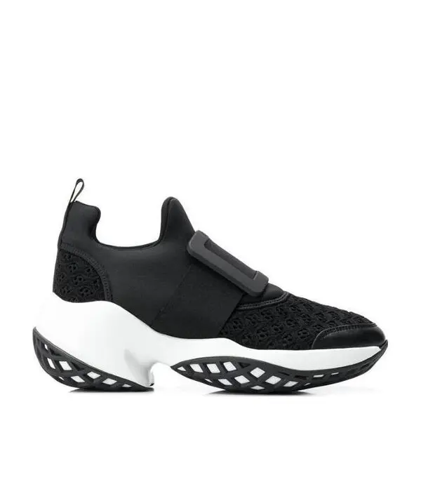 ROGER VIVIER Viv' Run Covered Buckle Sneakers - Black