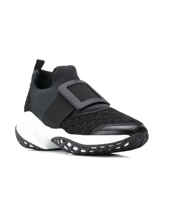 ROGER VIVIER Viv' Run Covered Buckle Sneakers - Black