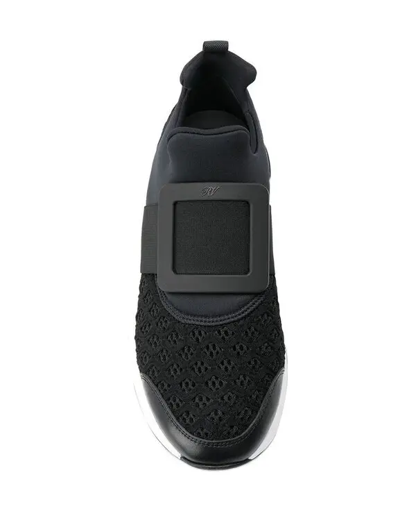 ROGER VIVIER Viv' Run Covered Buckle Sneakers - Black