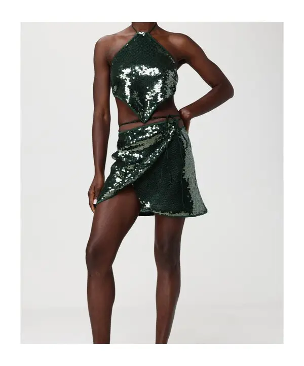 Oseree Halterneck Sequin-embellished Top