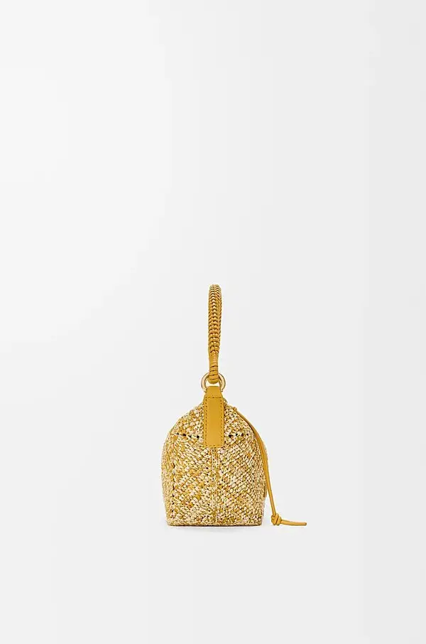 Loewe Cala Mini Bag In Melange Raffia - Mustard