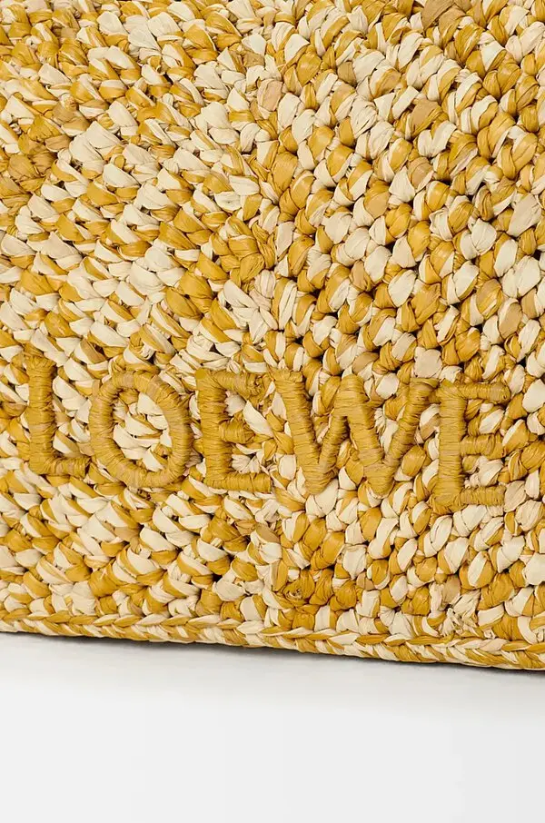 Loewe Cala Mini Bag In Melange Raffia - Mustard