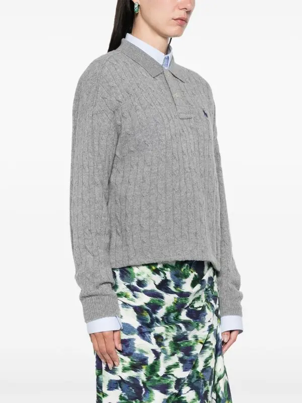 Polo Ralph Lauren Pony Embroidered Cable-knit Polo Shirt - Grey