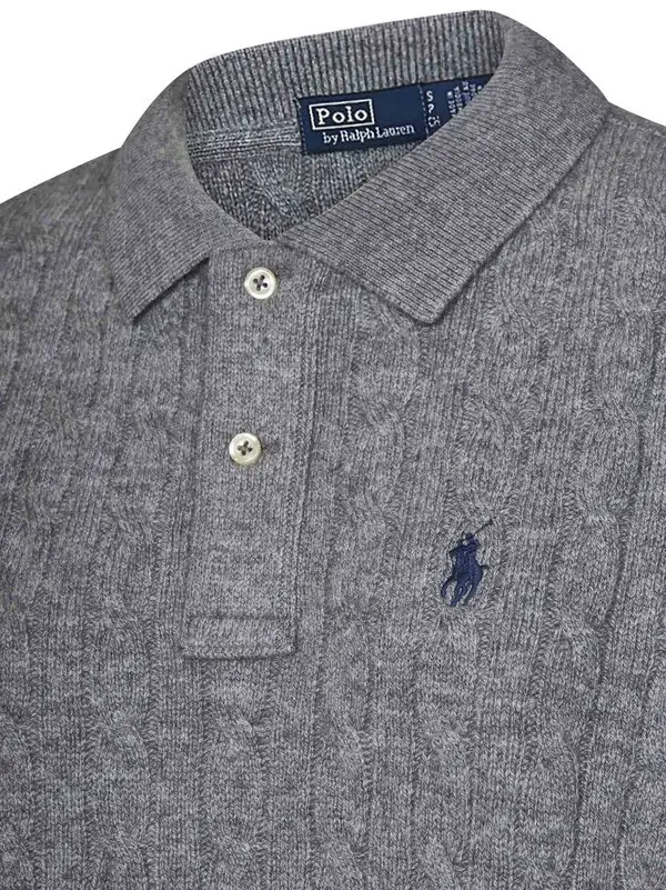 Polo Ralph Lauren Pony Embroidered Cable-knit Polo Shirt - Grey