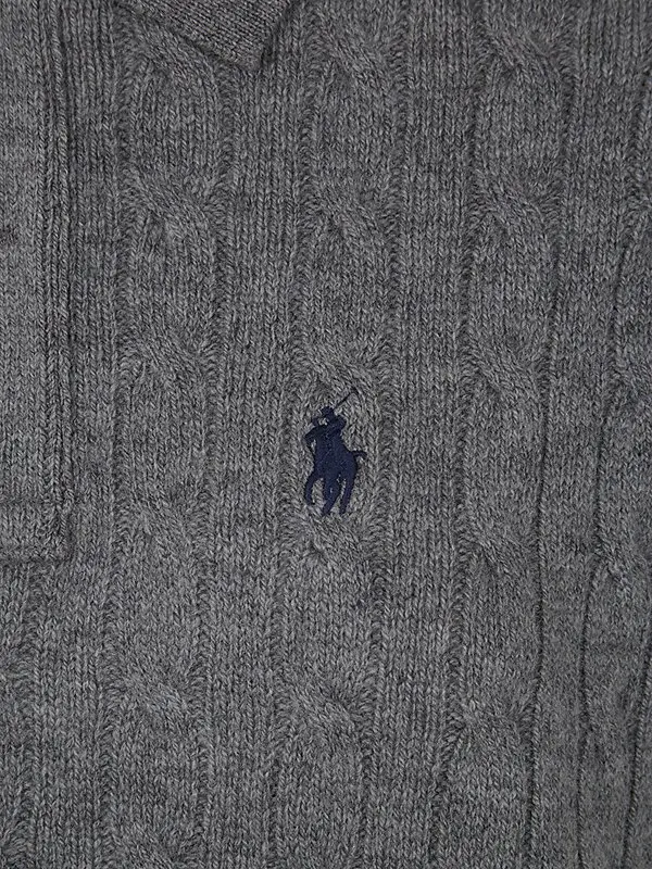 Polo Ralph Lauren Pony Embroidered Cable-knit Polo Shirt - Grey