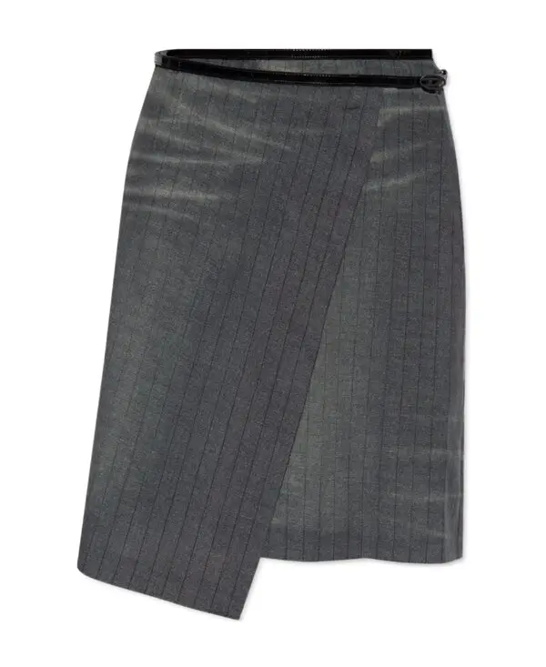 DIESEL® Pinstripe Asymmetrical Wrap Skirt
