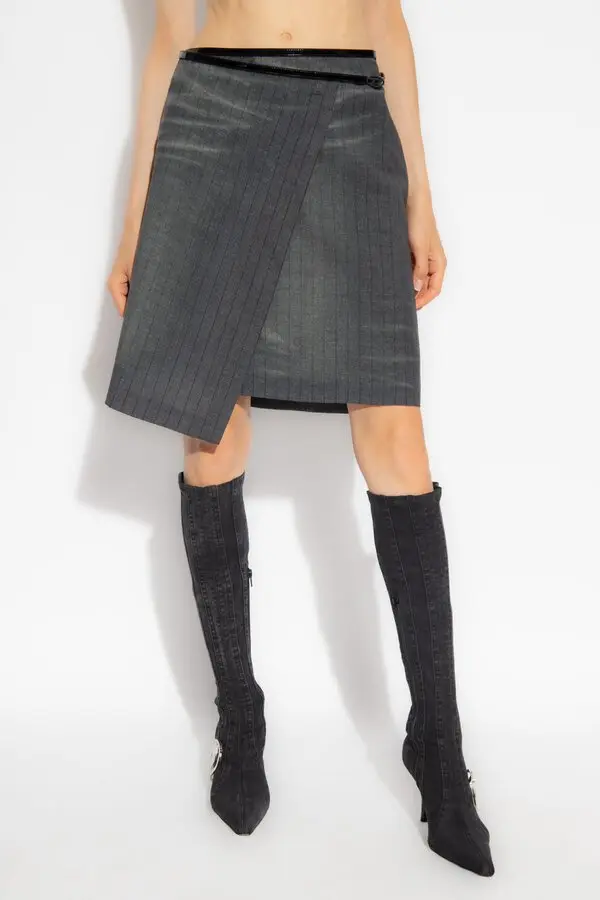 DIESEL® Pinstripe Asymmetrical Wrap Skirt