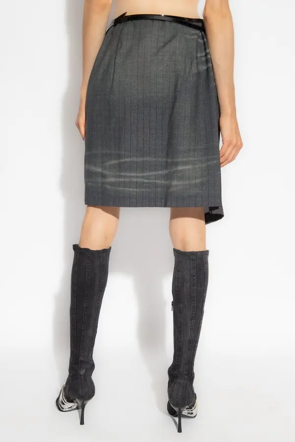 DIESEL® Pinstripe Asymmetrical Wrap Skirt