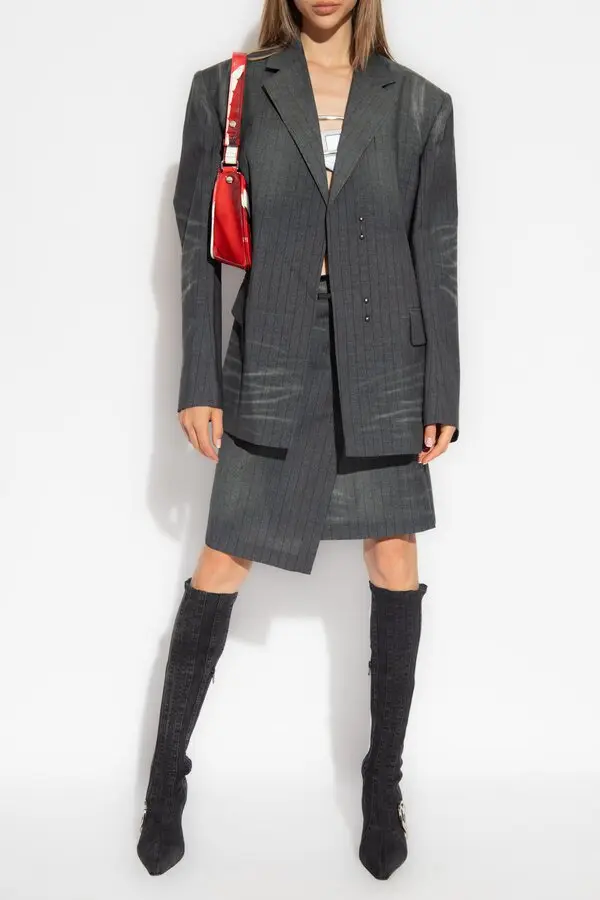 DIESEL® Pinstripe Asymmetrical Wrap Skirt