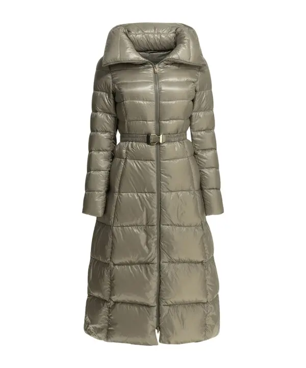 Herno Belted Long Quilted Shiny Jacket