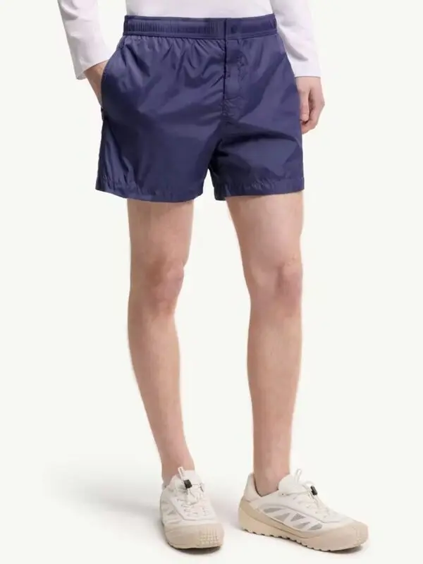 Moncler Logo Patch Swim Shorts - Blue