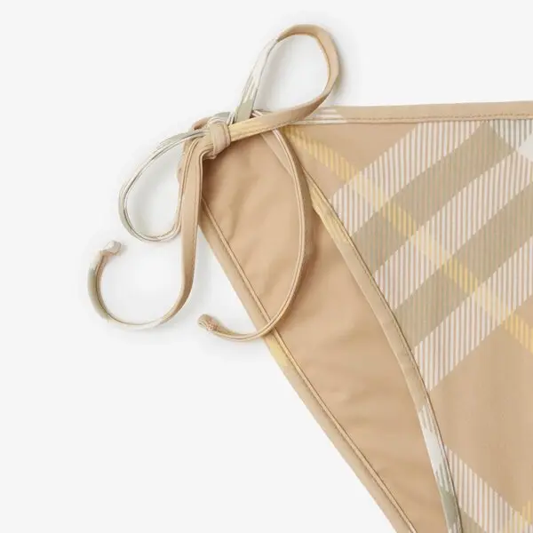 Burberry Checked Side-tied Bikini Bottoms - Flaxen