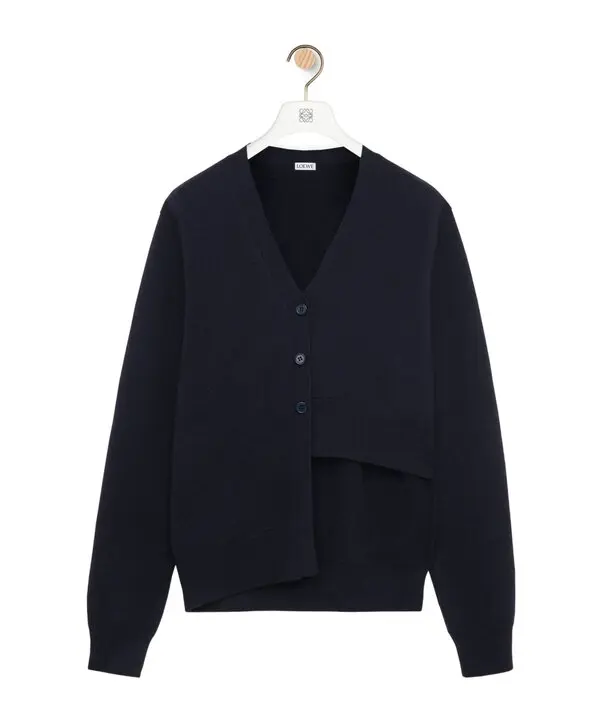 Loewe V-neck Asymmetric Cardigan - Black